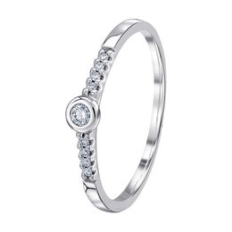 Diamantring Vivance "0.1 ct Diamant Brillant Memoire mit Center Ring aus 585 Weißgold" Fingerringe Gr. 50, Weißgold 585-Diamanten, silberfarben (silber) Damen Gold Schmuck Memoire mit Center