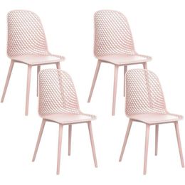 Beliani - Esszimmerstühle 4er Set Pastellrosa aus Kunststoff Stühle für Esszimmer Esstisch Modern Minimalistisch