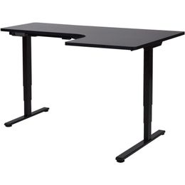 Beliani - Schreibtisch Rechts Schwarz Melamin L-Form 160x59 cm mit Metallgestell Elektrisch Höhenverstellbar Büro Steh-Sitz-Tisch Stehtisch