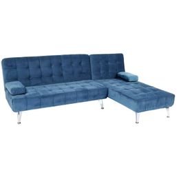 Schlafsofa HHG 729, Couch Ecksofa Sofa, Liegefläche links/rechts Schlaffunktion 236cm Samt blau