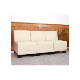 MCW Modular 3-Sitzer Sofa Moncalieri, Kunstleder ~ creme, ohne Armlehnen