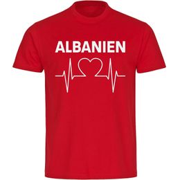 multifanshop® Kinder T-Shirt - Albanien - Herzschlag - Druck weiß