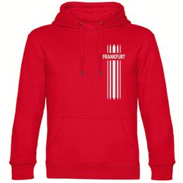 multifanshop® Kapuzen Sweatshirt - Frankfurt - Streifen - Druck weiß