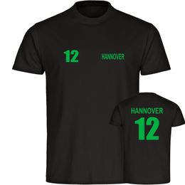 multifanshop Kinder T-Shirt - Hannover - Trikot Nummer 12 - Druck grün - Kind