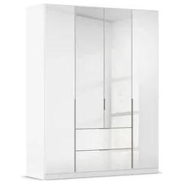 Drehtürenschrank Rauch "Kleiderschrank Kleiderschränke Schrank Garderobe AGORDO mit Glasfront" Schränke Gr. B/H/T: 181cm x 229cm x 54cm, 4 St., weiß (alpinweiß/glas kristallweiß) mit Außenschubkästen, in 6 Breiten und 2 Höhen MADE IN GERMANY