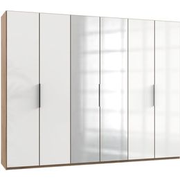 Kleiderschrank wimex "Level by fresh to go" Schränke Gr. B/H/T: 300 cm x 236 cm x 58 cm, 6 St., braun (plankeneichefarben, weißglas) Kleiderschrank Drehtürenschrank Schränke mit Glas- und Spiegeltüren