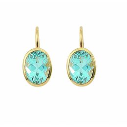 Adelia´s Paar Ohrhänger ADELIA´S "Damen Goldschmuck 1 585 Gold Boutons mit Aquamarin" Ohrringe Gr. Damen, Gelbgold 585, blau Damen 585 Gold mit Aquamarin Goldschmuck für