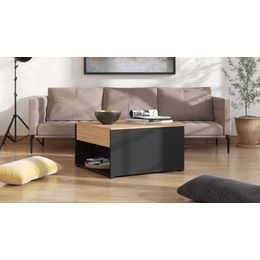 Couchtisch Home Affaire "Taranto Kaffeetisch, 80 cm, quadratische Form, modern design" Tische Gr. B/H/T: 80 cm x 45 cm x 80 cm, Schwarz, schwarz (schwarz, artisan eiche) höhenverstellbar Tischplatte, geschlossenes Fach, oder weiß