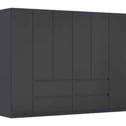 Drehtürenschrank Rauch "Kleiderschrank Schrank Garderobe Garderobenschrank MAINZ" Schränke Gr. B/H/T: 271 cm x 210 cm x 54 cm, 6 St., grau (graumetallic) grifflose Front, Außentüren mit Push-to-Open Funktion MADE IN GERMANY