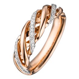 Diamantring Jobo Gr. 52, rosa (roségold 585), Fingerringe, Damen, 52, SI = kleine Einschlüsse, Roségold 585-Diamanten, Rosu00e9gold 585, Diamanten, 585 Roségold bicolor mit 36 Diamanten