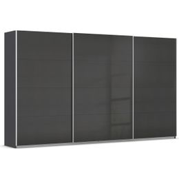 Schwebetürenschrank Rauch "Kleiderschrank Schrank Garderobe AGORDO mit Dekor- oder Hochglanzfront" Schränke Gr. B/H/T: 360 cm x 210 cm x 62 cm, 3 St., grau (graumetallic, hochglanz effektgrau) durchdachte Innenausstattung, in 4 Breiten und 2 Höhen MADE IN GERMANY