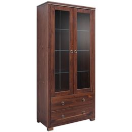 Vitrine Home Affaire "Gotland" Schränke braun (dunkelbraun) Breite 80 cm, Höhe 178 mit Glastüren, aus massiver Kiefer, FSC