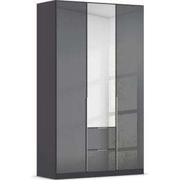 Drehtürenschrank Rauch "Kleiderschrank Kleiderschränke Schrank Garderobe AGORDO mit Glasfront" Schränke Gr. B/H/T: 136 cm x 229 cm x 54 cm, 3 St., grau (graumetallic, glas basalt) mit Außenschubkästen, in 6 Breiten und 2 Höhen MADE IN GERMANY