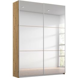 Schwebetürenschrank Rauch "Kleiderschrank Schrank Garderobe REFLECT" Schränke Gr. B/H/T: 131 cm x 191 cm x 59 cm, 2 St., braun (eiche artisan) inkl. praktischer Innenausstattung mit viel Stauraum MADE IN GERMANY