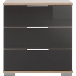 Nachtkonsole wimex "Easy" Sideboards Gr. B/H/T: 52 cm x 56 cm x 38 cm, 3 St., braun (struktureichefarben hell, grauglas) mit Glas- oder Spiegelfront