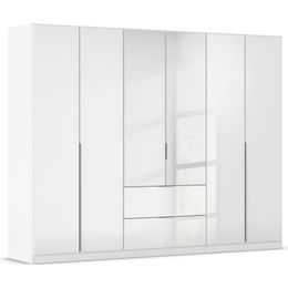 Drehtürenschrank Rauch "Kleiderschrank Kleiderschränke Schrank Garderobe AGORDO mit Glasfront" Schränke Gr. B/H/T: 271 cm x 210 cm x 54 cm, 6 St., weiß (alpinweiß, glas kristallweiß) mit Außenschubkästen, in 6 Breiten und 2 Höhen MADE IN GERMANY