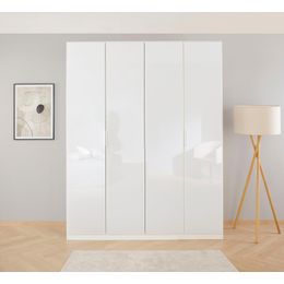 Drehtürenschrank Rauch "Kleiderschrank Schrank Garderobe KOLUNA mit hochwertiger Glasfront" Schränke Gr. B/H/T: 181 cm x 229 cm x 54 cm, 4 St., weiß (alpinweiß, glas kristallweiß) inkl. 2 Innenschubladen sowie extra Einlegeböden MADE IN GERMANY