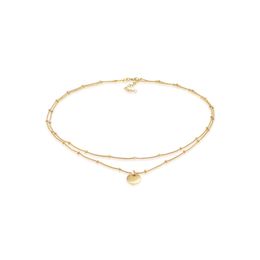 Collier Elli "Choker Layer Plättchen Kugelkette 925 Silber" Halsketten Gr. 36, ohne Stein, Silber 925 (Sterlingsilber), Länge: 36 cm, goldfarben (gold) Damen