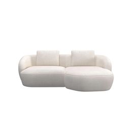 Wohnlandschaft FLEXLUX "Torino, rund, L-Form, Sofa-Ecke mit Recamiere, Longchair-Sofa", beige (vanilla cream), B:217cm H:85cm T:146cm, Sofas, Wohnlandschaft, Modernes, organisches Sofa-Design, Kaltschaum, Wellenunterfederung