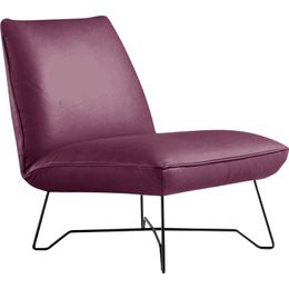 Sessel Egoitaliano "Lia Loungesessel, elegant und stylisch, toller Sitzkomfort", lila (violett), B:62cm H:73cm T:79cm, Leder NUVOLE (Echtes Rindsleder). Halbnatürliches, halbnarbiges Rindsleder mit einer natürlichen Körnung von 1, 2 bis 1, 4 mm. Dieses Leder hat eine weiche, wachsartige Haptik mit mattem Aussehen und einem Wolkeneffekt. Es handelt sich um ein Naturleder, das die ursprünglichen Eig