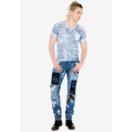 Cipo & Baxx Bequeme Jeans CIPO & BAXX Gr. 29, Länge 32, blau Herren Jeans im stylischen Destroyed-Look