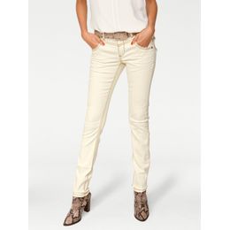 Bequeme Jeans Heine Gr. 18, Kurzgrößen, beige (ecru) Damen Jeans Skinny-Jeans