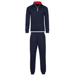 Freizeitanzug TRIGEMA "TRIGEMA Herren Jogginganzug in Sweat-Qualität" Gr. S, blau (navy), Herren, 70% Baumwolle, 30% Polyester, Sportanzüge