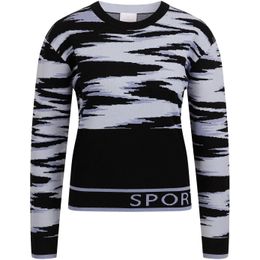 Rundhalspullover Sportalm KITZBÜHEL Gr. 38, schwarz (schwarz hellblau gemustert) Damen Pullover mit Logoprint