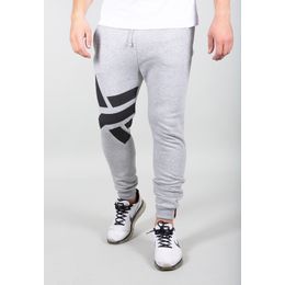 Jogginghose Alpha Industries "Alpha Industries Men - Jogger Side Logo Jogger" Gr. XL, Normalgrößen, grau (grey heather) Herren Hosen