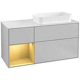 Villeroy & Boch Villeroy und Boch Finion Waschtischunterschrank G271HFGJ 120cm, Abdeckplatte white matt, Emotion, Regal links Gold matt, Light grey matt