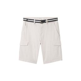 Tom Tailor Herren Regular Cargoshorts mit Gürtel, beige, Uni, Gr. 30