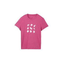 Tom Tailor Damen T-Shirt mit Print, rosa, Print, Gr. XXL