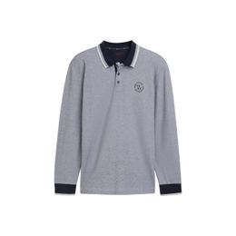 Tom Tailor Herren Langarm Poloshirt mit Stickerei, blau, Uni, Gr. XXL