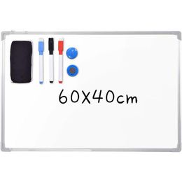 Whiteboard Testsieger beschreibbar, Magnettafel Magnetwand mit Aluminium-Rahmen und Stiftablage,weiss 60 x 40 cm - Goplus