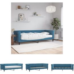 The Living Store Tagesbett mit Matratze Blau 80x200 cm Samt - Betten & Bettgestelle