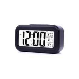 Digitaler Wecker, Morgenwecker, leiser, batteriebetriebener digitaler Wecker für Kinder und Erwachsene, großes LED-Display, Temperaturkalender