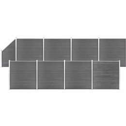 vidaXL - wpc Zaun-Set 8 Quadrate + 1 Schräge 1484x186 cm Grau