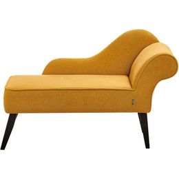 Beliani Chaiselongue Senf Stoffbezug Rechtsseitig mit Armlehne hoher Rückenlehne Schwarzen Holzbeinen Retro Wohnzimmer Récamiere Liegesofa