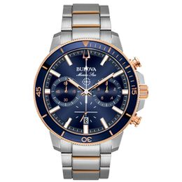 Chronograph Bulova "Marine Star, 98B301" Armbanduhren rosegold (silbergoldfarben) Herren Armbanduhr, Quarzuhr, Herrenuhr, Edelstahlarmband, Datum