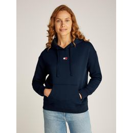 Kapuzensweatshirt Tommy Jeans "TJW BXY BADGE HOODIE" Gr. L (40), blau (dark night navy) Damen Sweatshirts mit Logostickerei