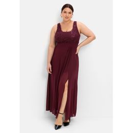 Abendkleid sheego "Große Größen" Gr. 54, Normalgrößen, lila (aubergine) Damen Kleider Partykleid mit floraler Spitze