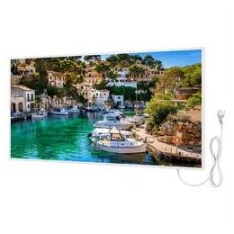 Bringer® Bild Infrarotheizung mit Rahmen - Hafenblick, Mallorca - 800 / mit Smart Thermostat und App