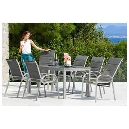 Garten-Essgruppe Merxx "Amalfi Deluxe" Sitzmöbel-Sets grau pulverbeschichtetes Aluminium, aus 100% Polyester, für 6 Personen