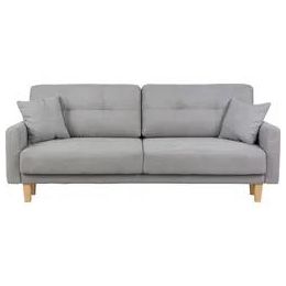 3-Sitzer Home Affaire "Triplo wahlweise mit Bettfunktion und Bettkasten" Sofas Gr. B/H/T: 215cm x 89cm x 100cm, Luxus-Microfaser weich, ohne Bettfunktion-ohne Bettkasten, grau (hellgrau) incl. Zierkissen, BTH: 21510089 cm Liegefläche 191 x 145