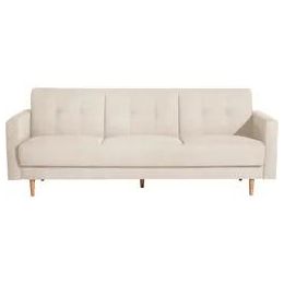 3-Sitzer Max Winzer "Jesper Kippcouch mit komfortablem Federkern, klassisch und modern" Sofas Gr. B/H/T: 224cm x 84cm x 82cm, Samtvelours 20442, beige (creme) Schlafsofa mit Knopfheftung im Rücken, inklusive Bettkasten