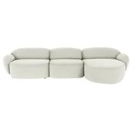 Ecksofa furninova "Bubble, Mega Designsofa mit hochwertiger Detailverarbeitung, L-Form" Sofas Gr. B/H/T: 337cm x 80cm x 104cm, Velourstoff grob ALICE, Recamiere rechts, beige (cream) sehr komfortabel durch Memoryschaum, im skandinavischen Design