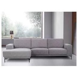 Ecksofa Places of Style "Oland" Sofas Gr. B/H/T: 280 cm x 85 cm x 152 cm, Struktur weich, Recamiere links, grau (hellgrau) 280 cm, im zeitlosem Design und hochwertiger Verabeitung