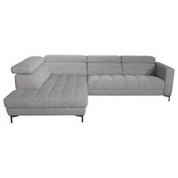 Ecksofa Alina "Bahira" Sofas Gr. B/H/T: 280cm x 105cm x 222cm, Struktur TAT, Ottomane links, grau (hellgrau tat 9) Inkl. Rückenlehnen- und Sitztiefenverstellung, Breite 280 cm