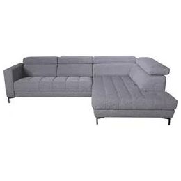 Ecksofa Alina "Bahira" Sofas Gr. B/H/T: 280cm x 105cm x 222cm, Struktur TAT, Ottomane rechts, grau (mausgrau tat 29) Inkl. Rückenlehnen- und Sitztiefenverstellung, Breite 280 cm