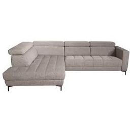 Ecksofa Alina "Bahira" Sofas Gr. B/H/T: 306cm x 105cm x 222cm, Struktur TAT, Ottomane links, braun (braungrau tat 14) Inkl. Rückenlehnen- und Sitztiefenverstellung, Breite 306 cm